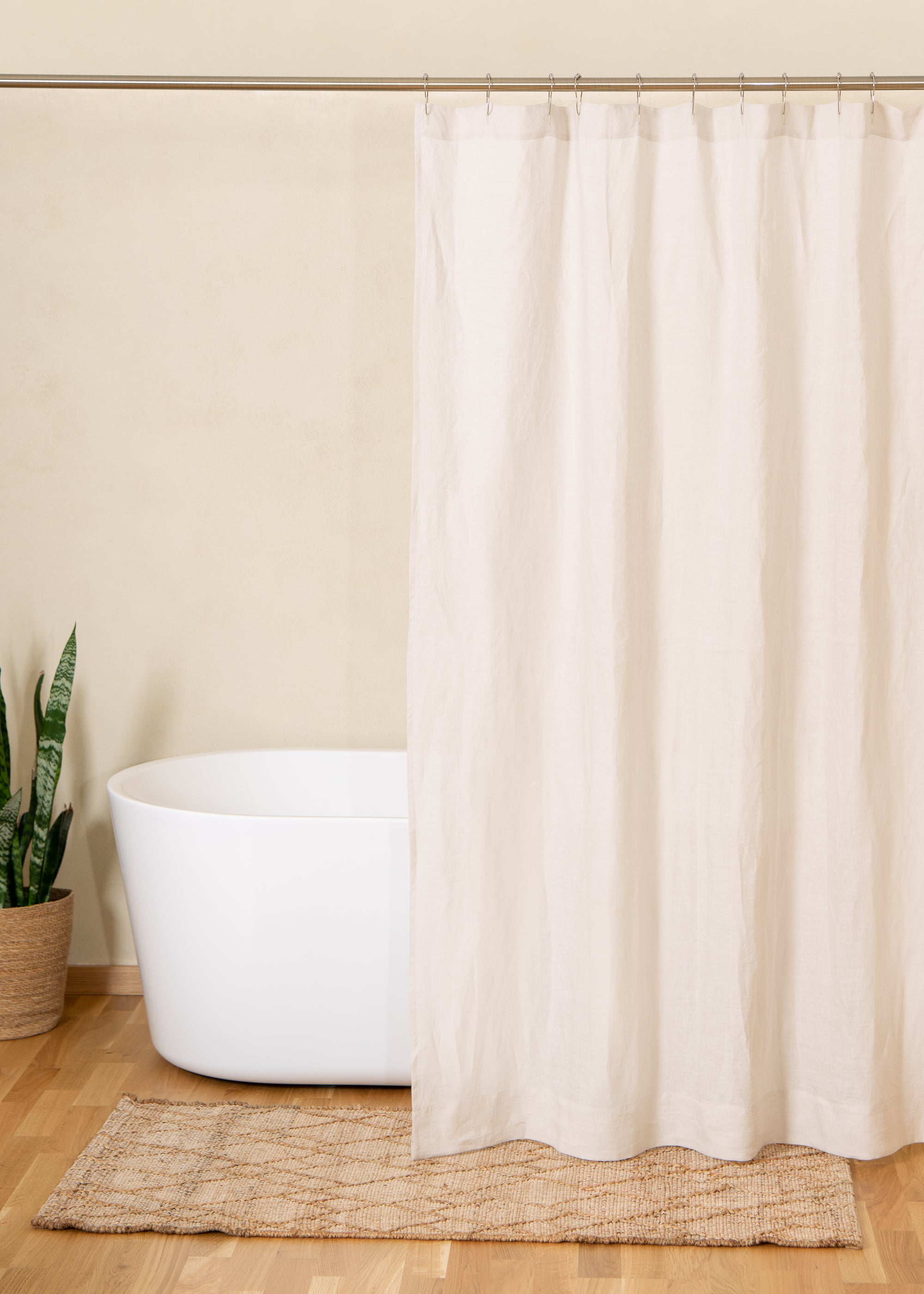 Tan linen shower curtain store