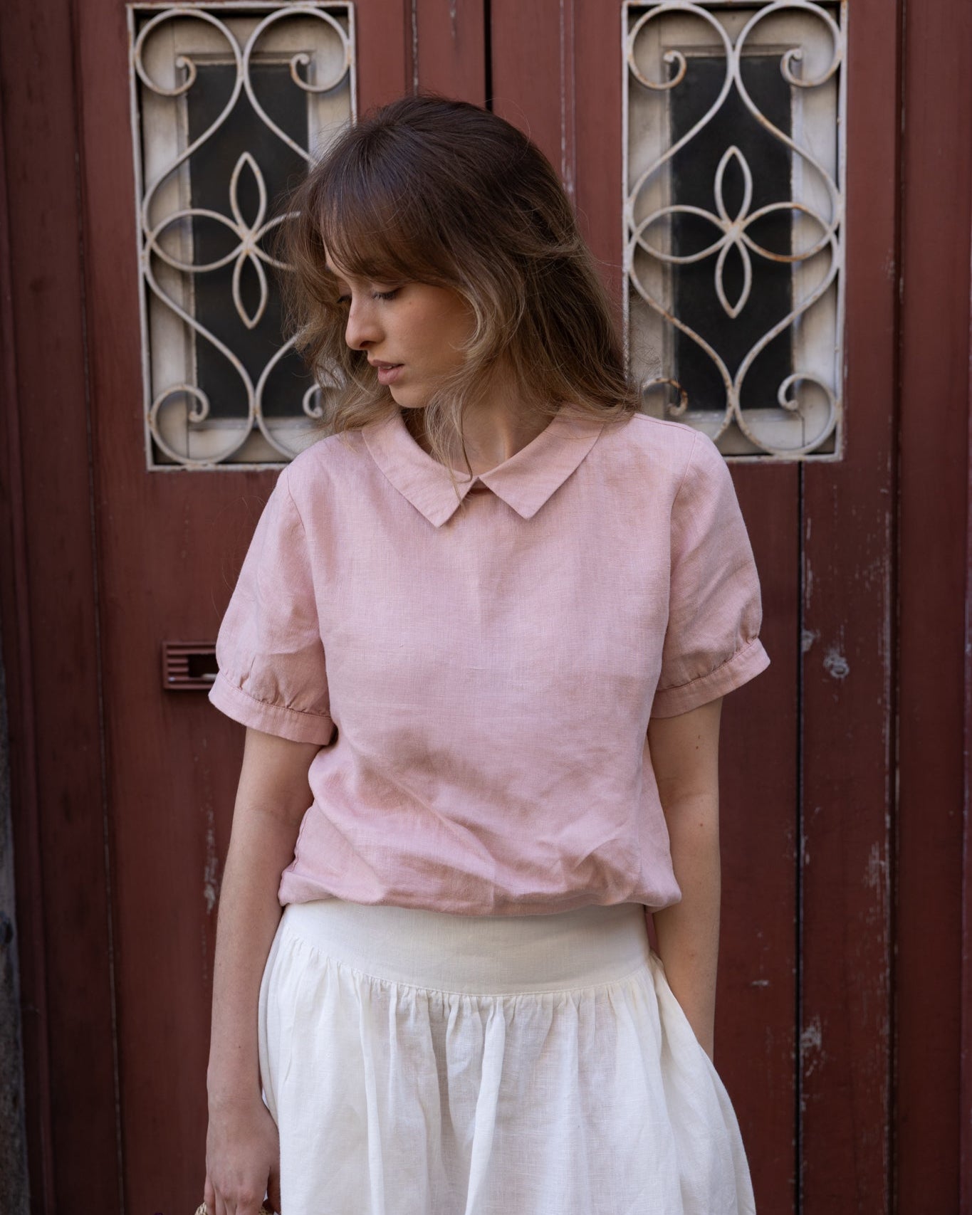 Clara - Linen Blouse in Misty Pink – Sauths